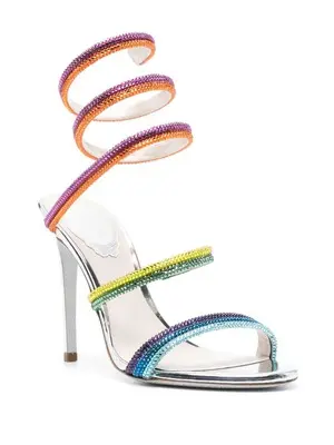 Rene Caovilla Rainbow 105mm Leather Sandals - Blue