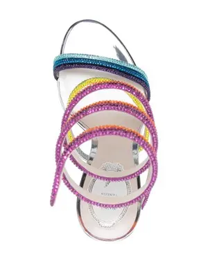 Rene Caovilla Rainbow 105mm Leather Sandals - Blue