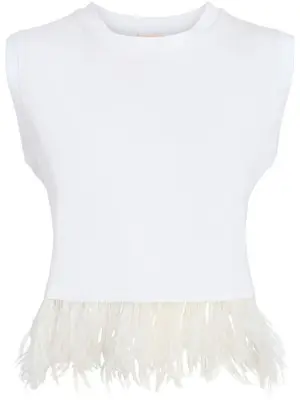 Cinq À Sept Feather-trim Tank Top - White