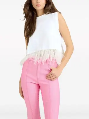 Cinq À Sept Feather-trim Tank Top - White