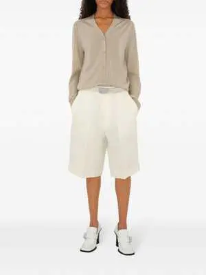Burberry V-neck Wool Cardigan - Neutrals