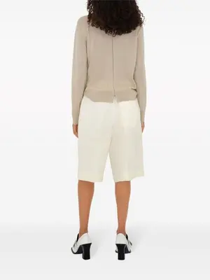 Burberry V-neck Wool Cardigan - Neutrals