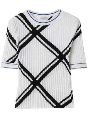 Burberry Check-jacquard Cotton T-shirt - White