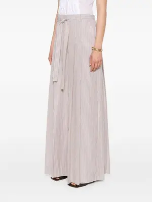 Alberta Ferretti Striped Pleated Wide Leg Trousers - Neutrals