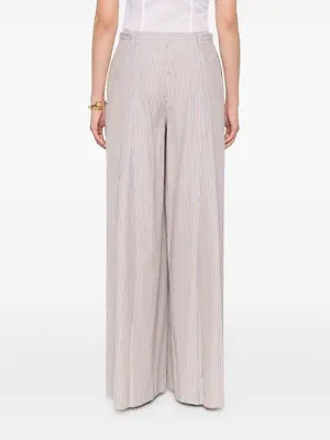 Alberta Ferretti Striped Pleated Wide Leg Trousers - Neutrals