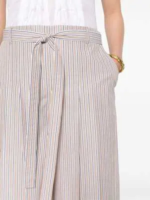 Alberta Ferretti Striped Pleated Wide Leg Trousers - Neutrals