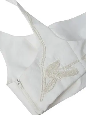 Brunello Cucinelli Cropped Top With Floral Embroidery