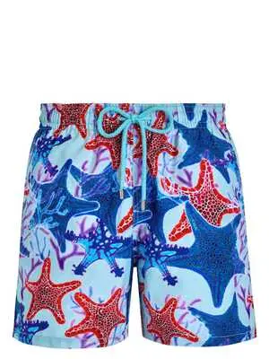 Vilebrequin Graphic-print Drawstring Swim Shorts - Blue
