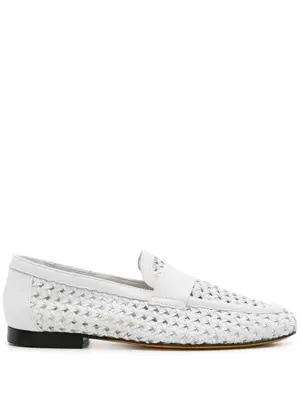 DOUCAL'S Interwoven Leather Loafers - White