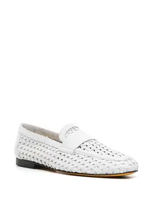 DOUCAL'S Interwoven Leather Loafers - White