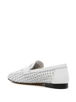 DOUCAL'S Interwoven Leather Loafers - White