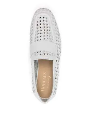 DOUCAL'S Interwoven Leather Loafers - White