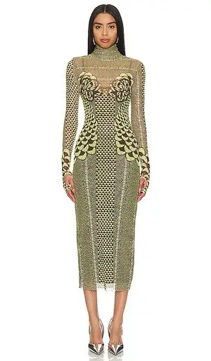 AFRM Long Sleeve Turtleneck Dress With Cut-out Detail - Butter Petals