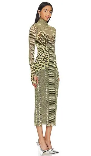 AFRM Long Sleeve Turtleneck Dress With Cut-out Detail - Butter Petals