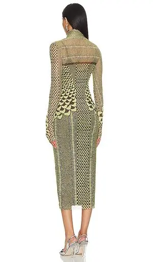 AFRM Long Sleeve Turtleneck Dress With Cut-out Detail - Butter Petals