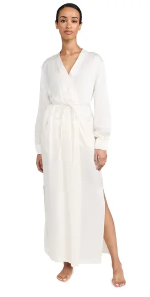 Lunya Washable Silk Long Robe - Tranquil White