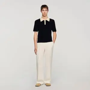 Sandro Two-tone Polo Shirt - Black