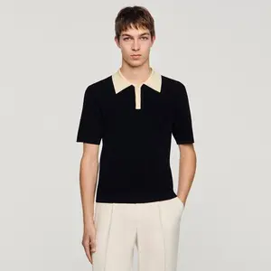 Sandro Two-tone Polo Shirt - Black