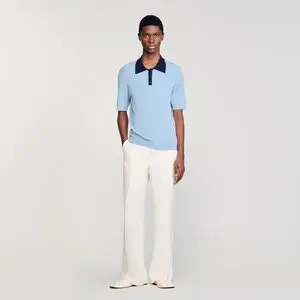 Sandro Two-tone Polo Shirt Chambray