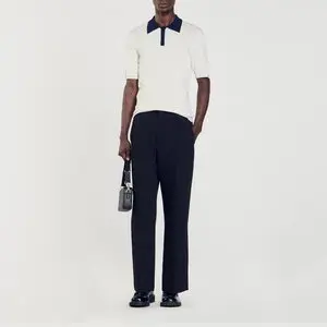 Sandro Two-tone Polo Shirt Ecru