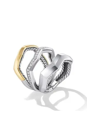 David Yurman Stax Zig Zag Triple Row Diamond Ring