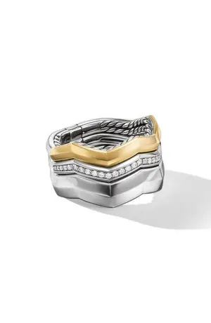 David Yurman Stax Zig Zag Triple Row Diamond Ring