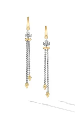 David Yurman Stax Zigzag Chain Diamond Drop Earrings - Sterling Silver/yellow Gold