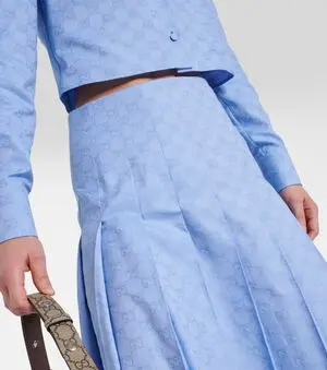 Gucci Gg Supreme Oxford Cotton Midi Skirt