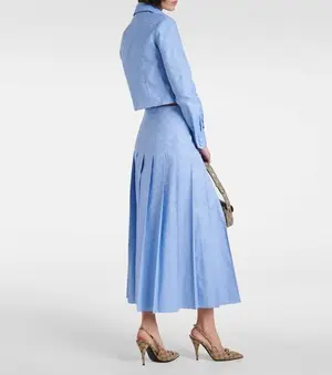 Gucci Gg Supreme Oxford Cotton Midi Skirt