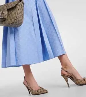 Gucci Gg Supreme Oxford Cotton Midi Skirt