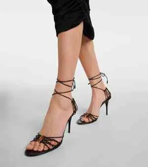 Saint Laurent Babylone 90 Leather Sandals - Black