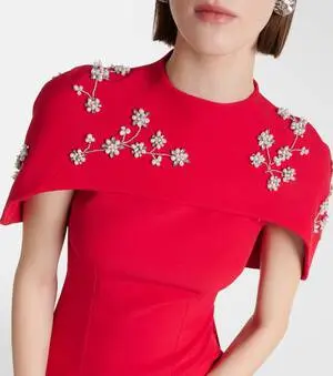 Safiyaa Embroidered Caped Gown - Red