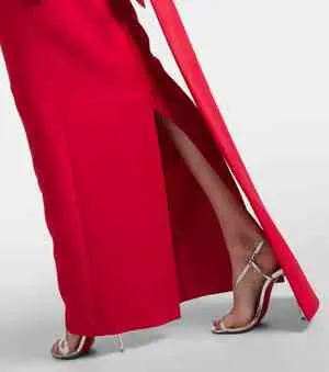Safiyaa Embroidered Caped Gown - Red