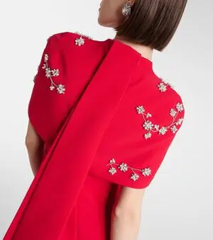 Safiyaa Embroidered Caped Gown - Red