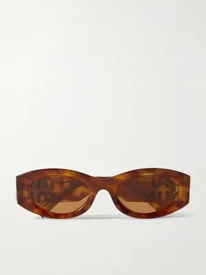 Miu Miu Oval-frame Acetate Sunglasses - Tortoiseshell