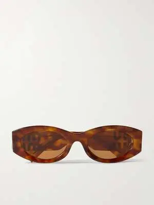 Miu Miu Oval-frame Acetate Sunglasses - Tortoiseshell