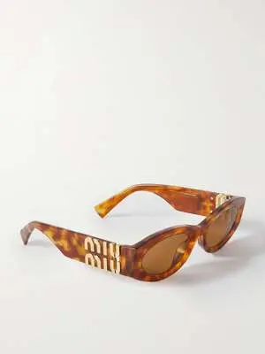 Miu Miu Oval-frame Acetate Sunglasses - Tortoiseshell