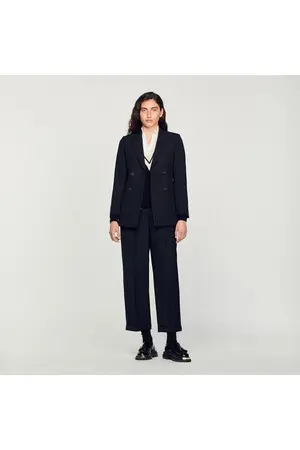 Sandro Double-breasted Suit Jacket - Black