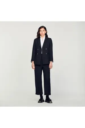 Sandro Double-breasted Suit Jacket - Black