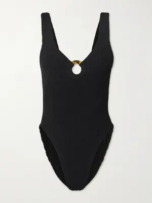 Hunza G Celine Seersucker One Piece Swimsuit - Black