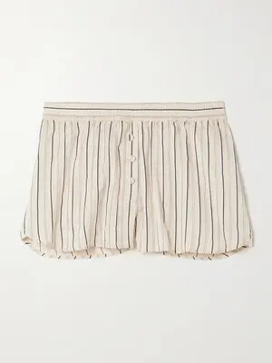 Stella McCartney Net Sustain Striped Silk-blend Shorts