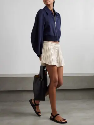 Stella McCartney Net Sustain Striped Silk-blend Shorts