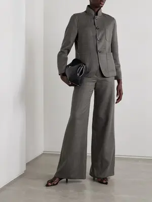 Loro Piana Leather-trimmed Cashmere Jacket - Gray