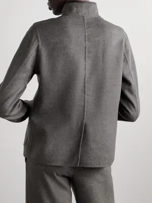 Loro Piana Leather-trimmed Cashmere Jacket - Gray