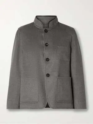 Loro Piana Leather-trimmed Cashmere Jacket - Gray