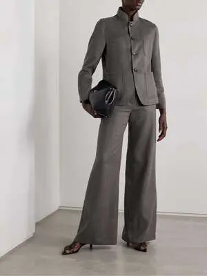 Loro Piana Leather-trimmed Cashmere Jacket - Gray