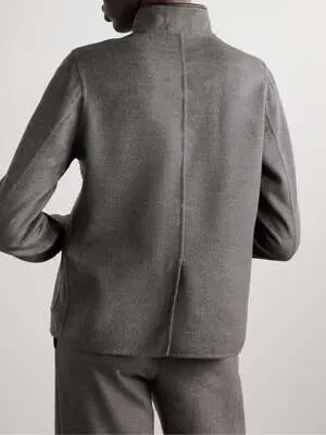 Loro Piana Leather-trimmed Cashmere Jacket - Gray