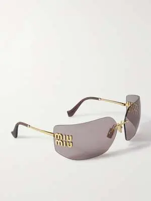 Miu Miu D-frame Gold-tone Sunglasses - Taupe