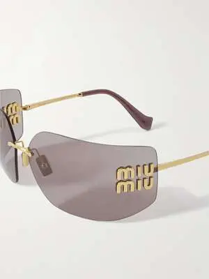Miu Miu D-frame Gold-tone Sunglasses - Taupe