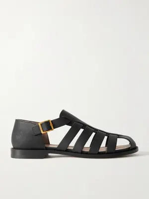 Loewe Campo Cutout Leather Sandals - Black